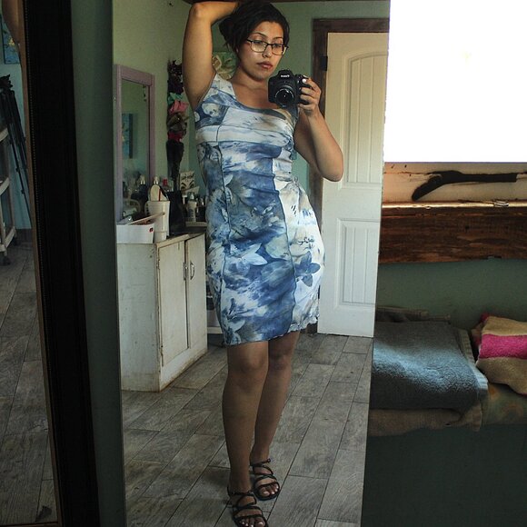 Moa Moa | Dresses | Moa Moa Vintage Blue White Sheer Floral Patchwork ...